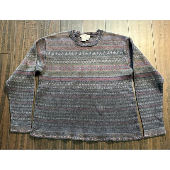 Eddie Bauer | Sweaters | Eddie Bauer Sweater Womens M Gray Striped Fair Isle Vintage 9s Y2k ...